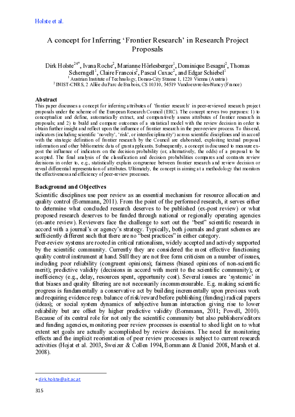(PDF) A Concept for Inferring'Frontier Research'in Research Project ...