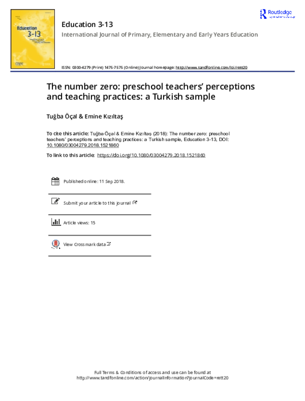 (PDF) The number zero: preschool teachers’ perceptions and teaching ...