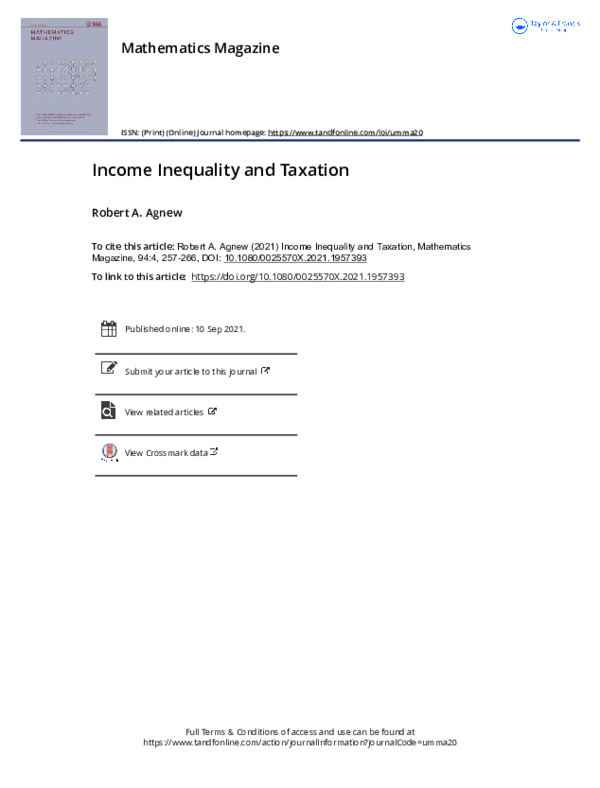 (PDF) Income Inequality and Taxation