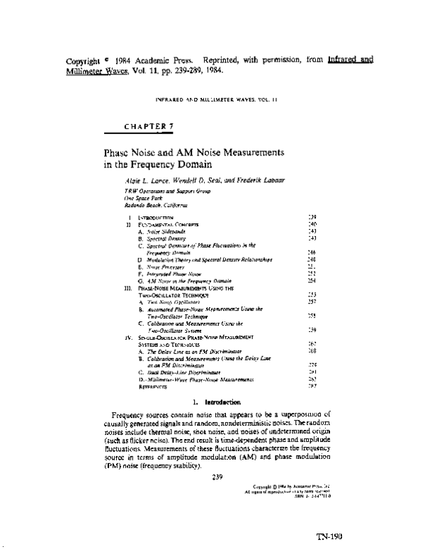 (PDF) Phase Noise Measurements in the Frequency Domain