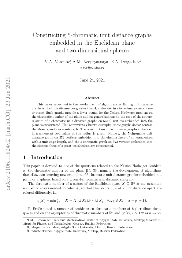 (PDF) Constructing 5-chromatic unit distance graphs embedded in the ...