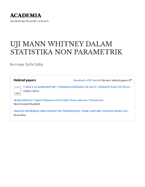 (PDF) UJI MANNWHITNEY DALAM STATISTIKA NON PARAMETRIK with cover page v2 (1)