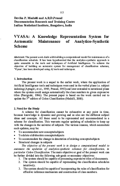 (PDF) VYASA: A Knowledge Representation System for Automatic ...