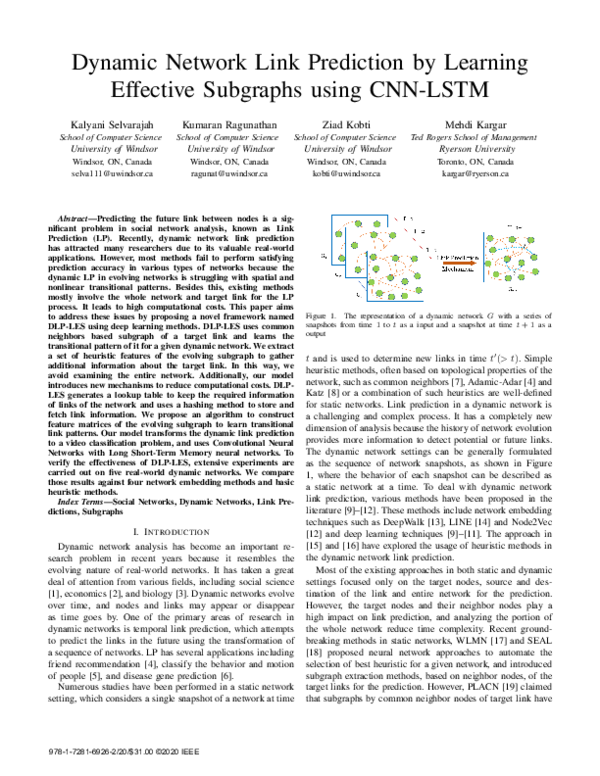 Pdf Dynamic Network Link Prediction By Learning Effective Subgraphs Using Cnn Lstm