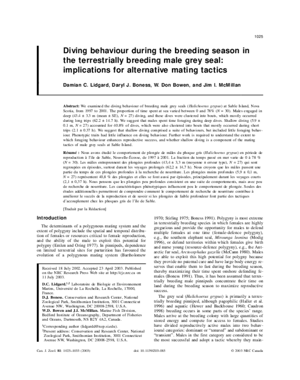 (PDF) Diving behaviour during the breeding season in the terrestrially ...