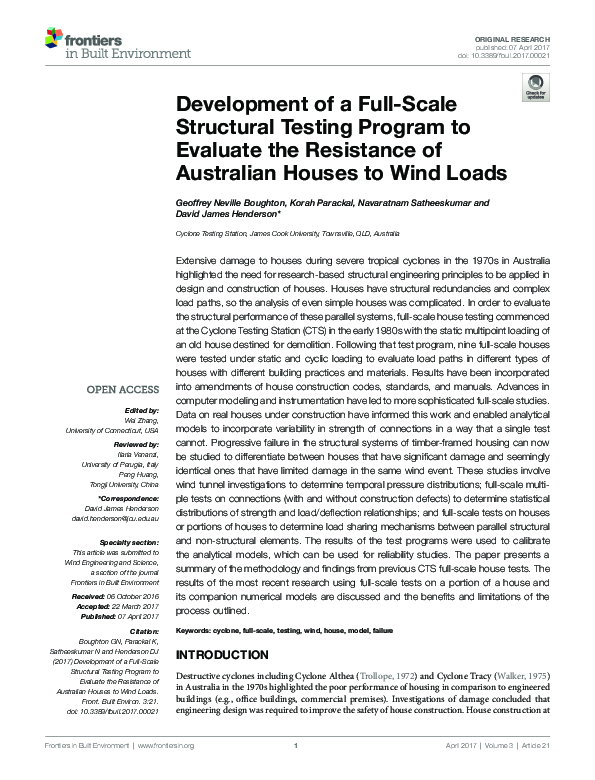 (PDF) Development of a Full-Scale Structural Testing Program to ...