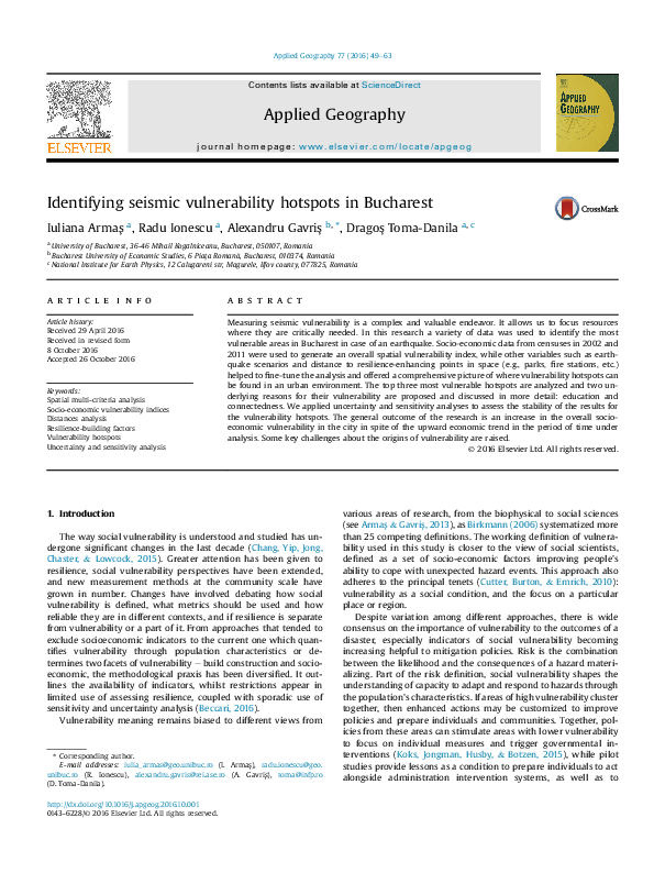 (PDF) Urban Vulnerability Assessment to Seismic Hazard through Spatial Multi-Criteria Analysis ...