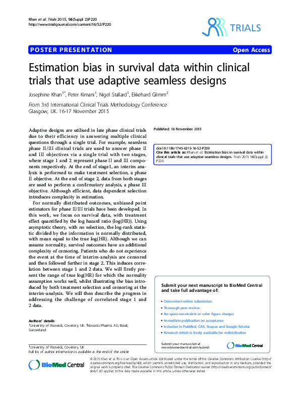 Pdf Estimation Bias In Survival Data Within Clinical Trials That Use