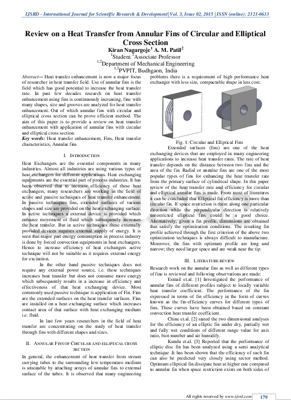 (PDF) Review on a Heat Transfer from Annular Fins of Circular and ...