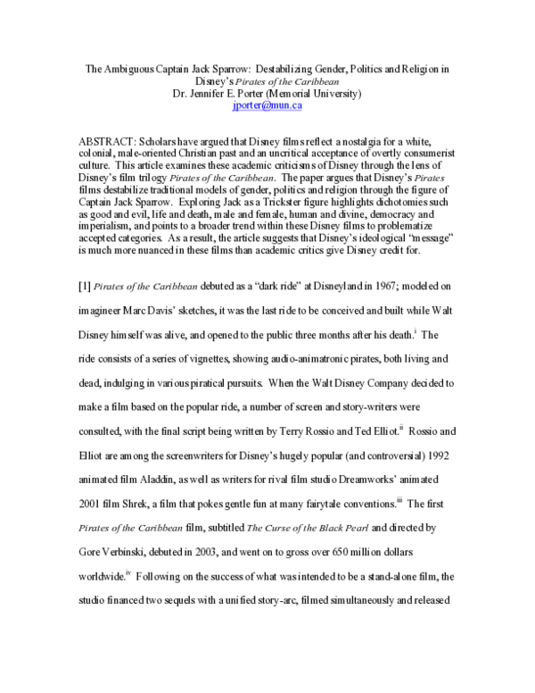 (PDF) The Ambiguous Captain Jack Sparrow: Destabilizing Gender ...