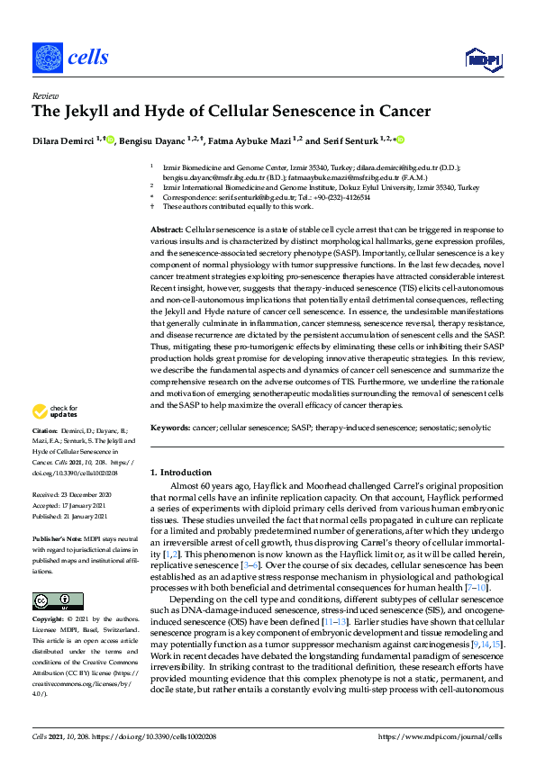 (PDF) The Jekyll and Hyde of Cellular Senescence in Cancer