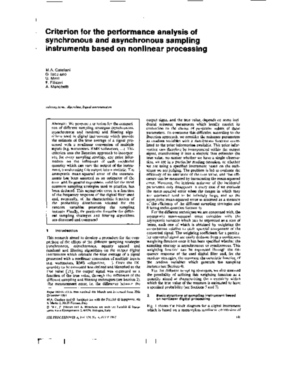 Pdf Criterion For The Performance Analysis Of Synchronous And Asynchronous Sampling