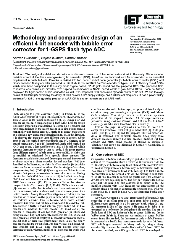 (PDF) Efficient 4-bit Encoder with Bubble Correction