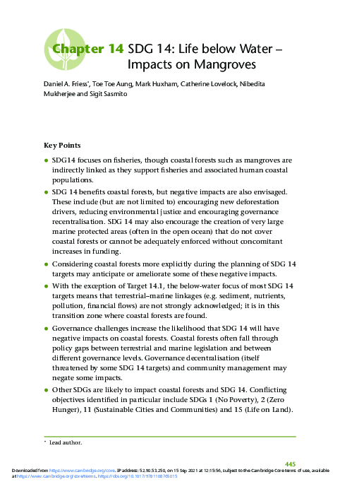 (PDF) SDG 14: Life below Water – Impacts on Mangroves