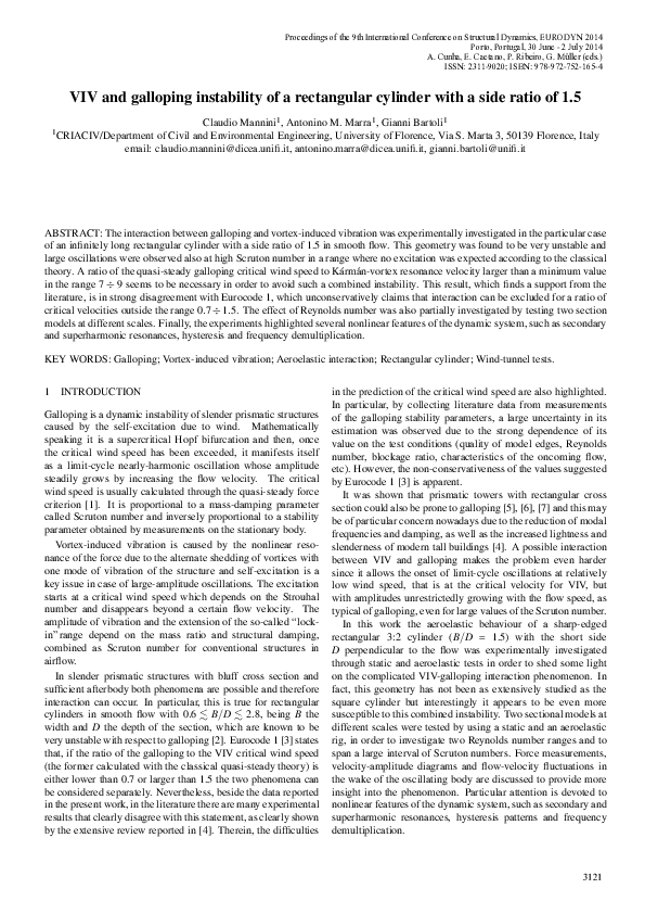 (PDF) VIV and galloping instability of a rectangular cylinder with a ...