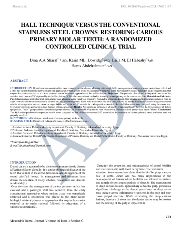 (PDF) Hall Technique Versus the Conventional Stainless Steel Crowns ...