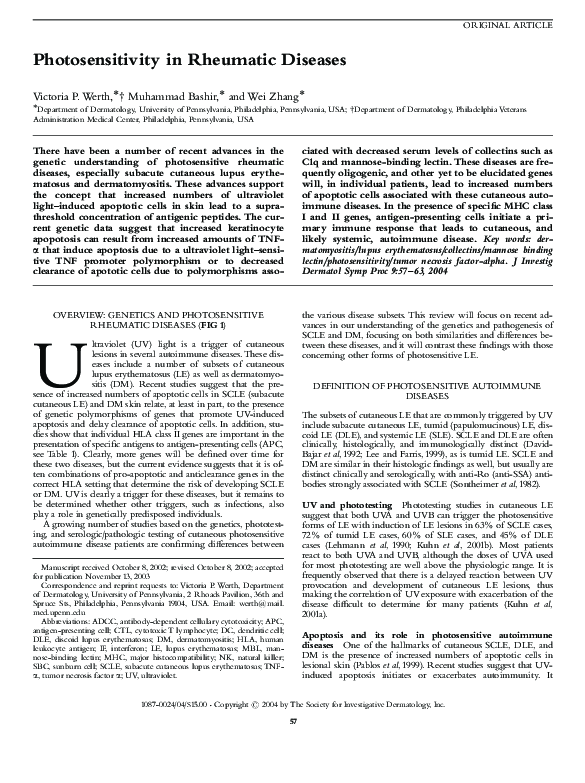 (PDF) Photosensitivity in rheumatic diseases