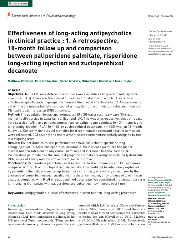 (PDF) Effectiveness of long-acting antipsychotics in clinical practice ...