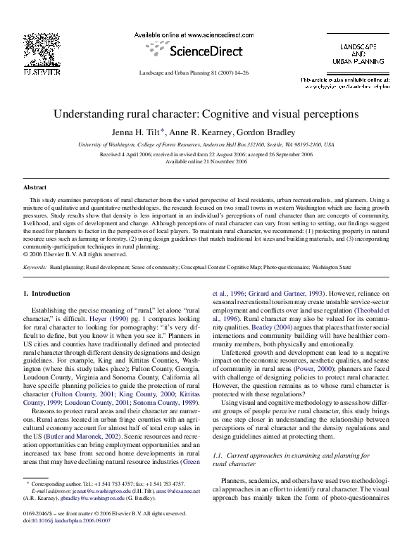 (PDF) Cognitive and Visual Perceptions of Rural Character