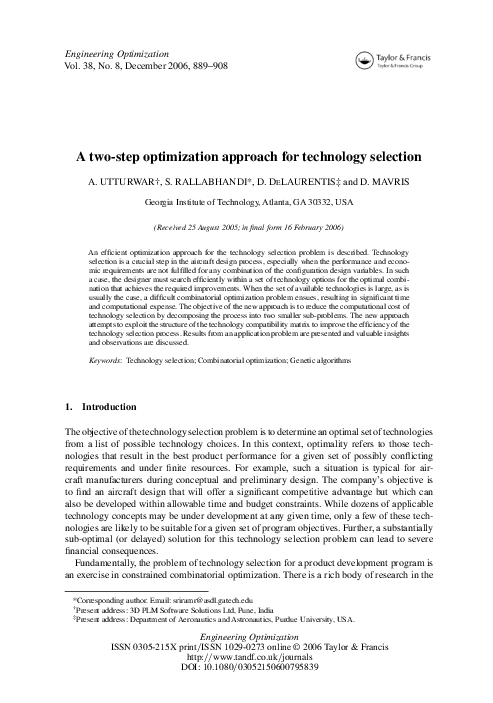 (PDF) A two-step optimization approach for technology selection