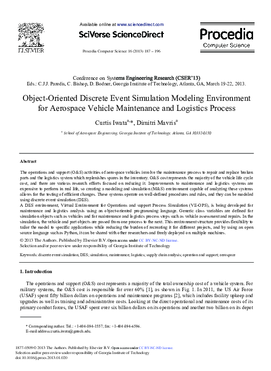(PDF) Object-Oriented Discrete Event Simulation Modeling Environment for Aerospace Vehicle ...