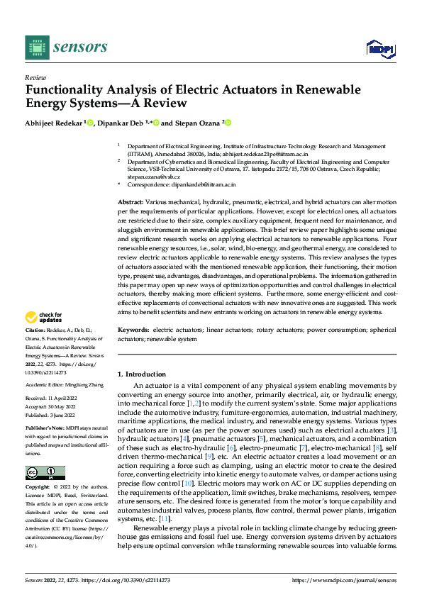 (PDF) Functionality Analysis of Electric Actuators in Renewable Energy ...