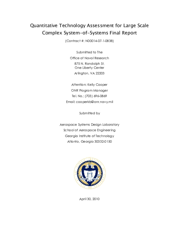 (PDF) Quantitative technology assessment for large scale complex system-of-systems final report