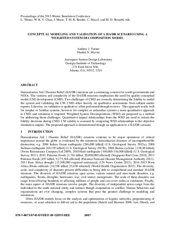 Pdf Conceptual Modeling And Validation Of A Hadr Scenario Using A Weighted System