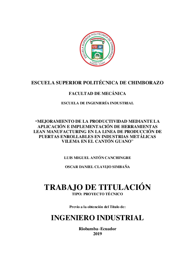 (PDF) Mejoramiento De La Productividad Mediante La Aplicacion e Implementacion De Herramientas ...