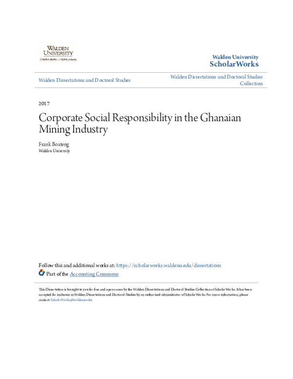 (PDF) Corporate Social Responsibility in the Ghanaian Mining Industry