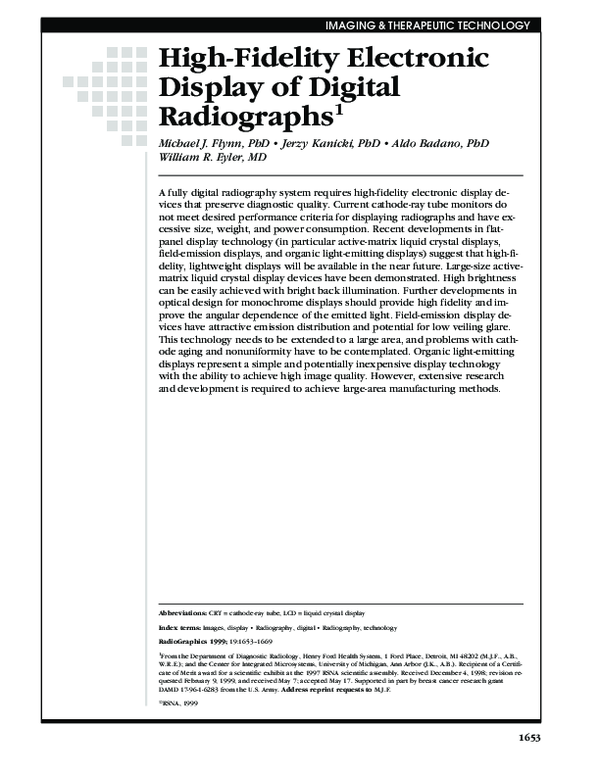 (PDF) High-Fidelity Electronic Display of Digital Radiographs