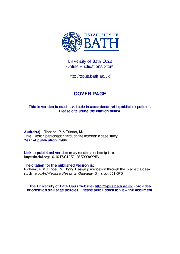 (PDF) Design participation through the Internet: a case study | Paul ...