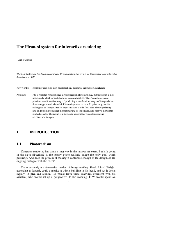 (PDF) The Piranesi system for interactive rendering