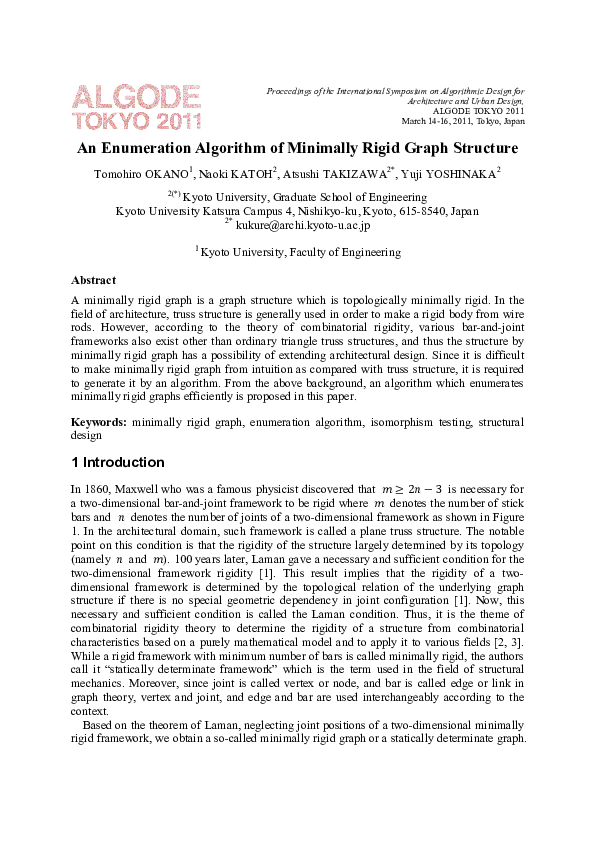 Pdf An Enumeration Algorithm Of Minimally Rigid Graph Structure Atsushi Takizawa