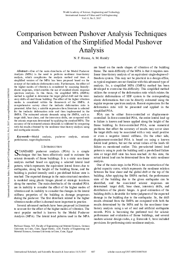 Pdf Comparison Between Pushover Analysis Techniques And Validation Of