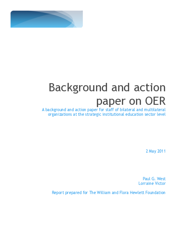 (PDF) Background and action paper on OER | Paul West - Academia.edu
