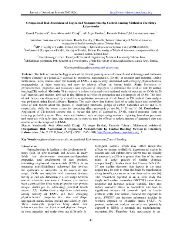 (PDF) Occupational Risk Assessment of Engineered Nanomaterials by ...