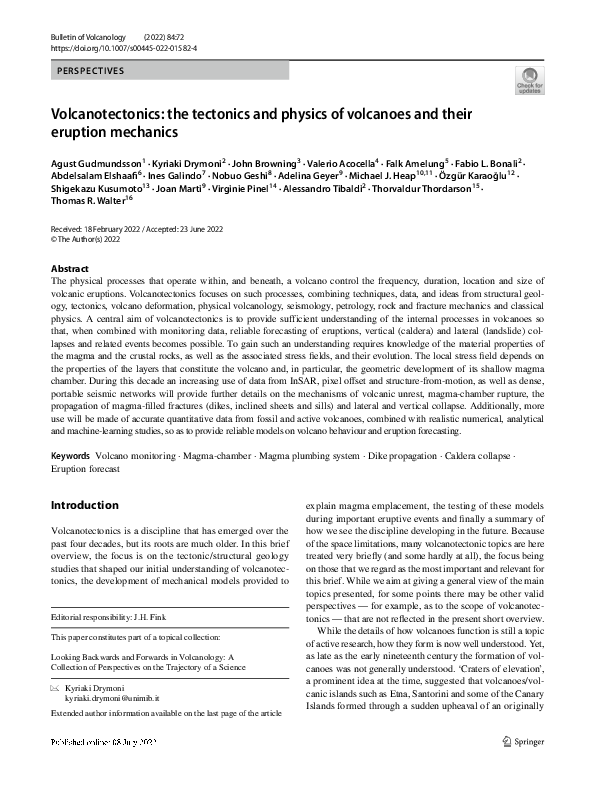 (PDF) Volcanotectonics: the tectonics and physics of volcanoes and ...