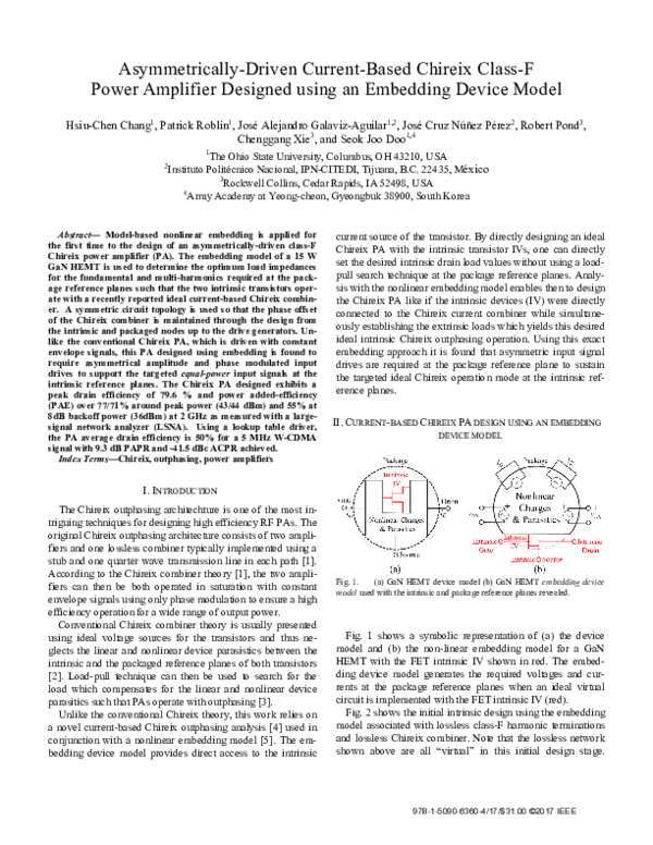 (PDF) Asymmetrically-driven current-based chireix class-F power amplifier designed using an ...