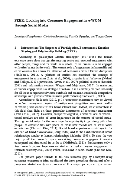 (PDF) PEER: Looking into Consumer Engagement in e-WOM through Social Media