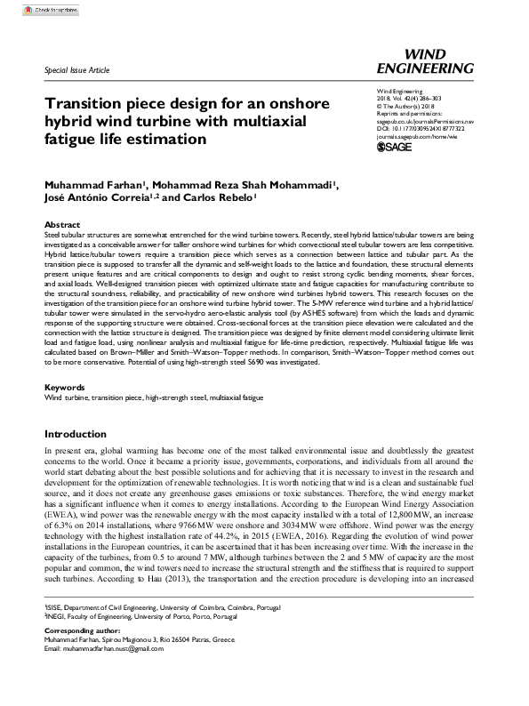 (PDF) Transition piece design for an onshore hybrid wind turbine with ...