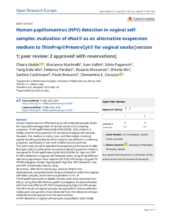(PDF) Human papillomavirus (HPV) detection in vaginal self-samples ...