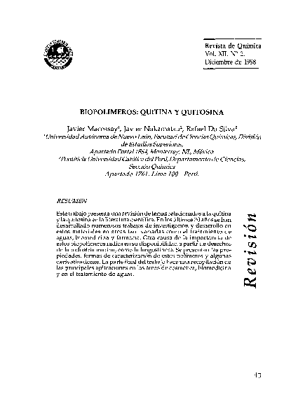 (PDF) Biopolímeros: quitina y quitosina