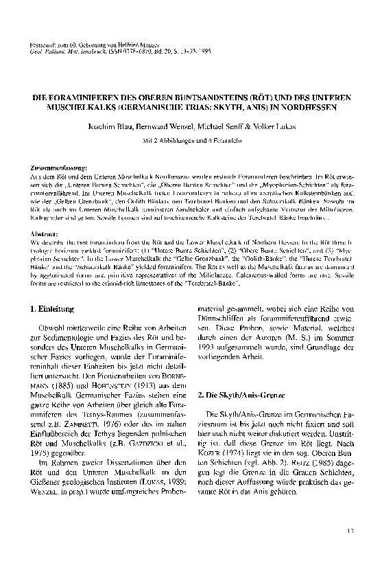 (PDF) Dee Foraminiferen Des Oberen Buntsandsteins (Röt) Und Des Unteren ...