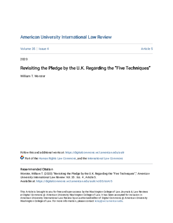 (PDF) Revisiting the Pledge by the UK Regarding the 'Five Techniques