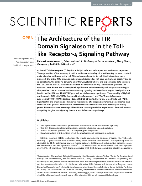 (PDF) The Architecture of the TIR Domain Signalosome in the Toll-like ...