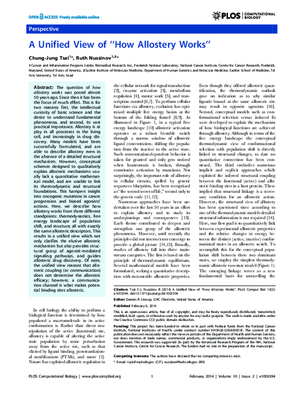 (PDF) A Unified View of “How Allostery Works”