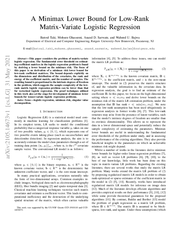 (PDF) A Minimax Lower Bound for Low-Rank Matrix-Variate Logistic ...