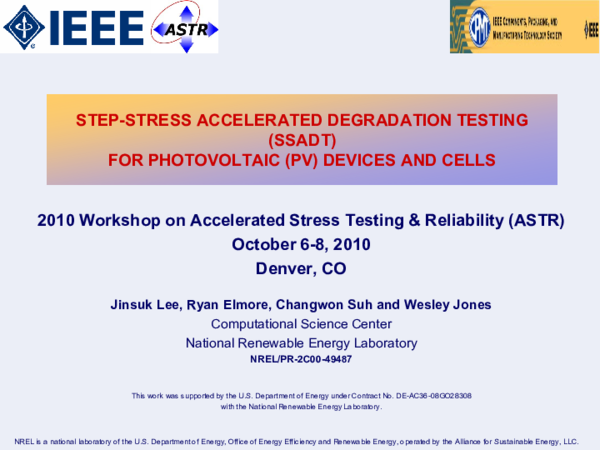Pdf Step Stress Accelerated Degradation Testing Ssadt For Photovoltaic Pv Devices And