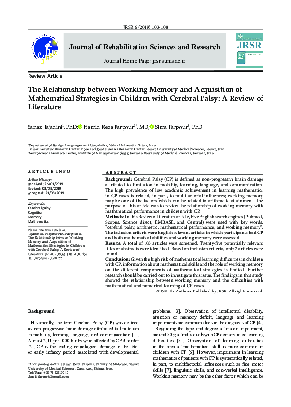 (PDF) The Relationship Between Working Memory and Acquisition of Mathematical Strategies in ...